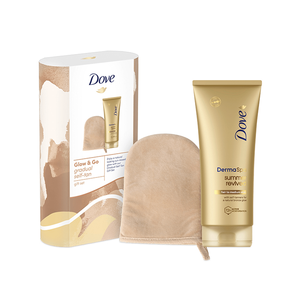 Dove Glow & Go Gradual Self Tan 2 Piece Gift Set - 150ml Body Mousse ...